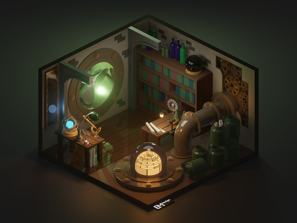 Steampunk Lab - Blender 3D scene