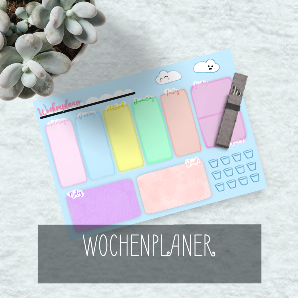Printable: Wochenplaner Kawaii pastell