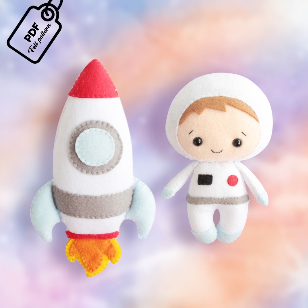 Felt astronaut and rocket PDF patterns