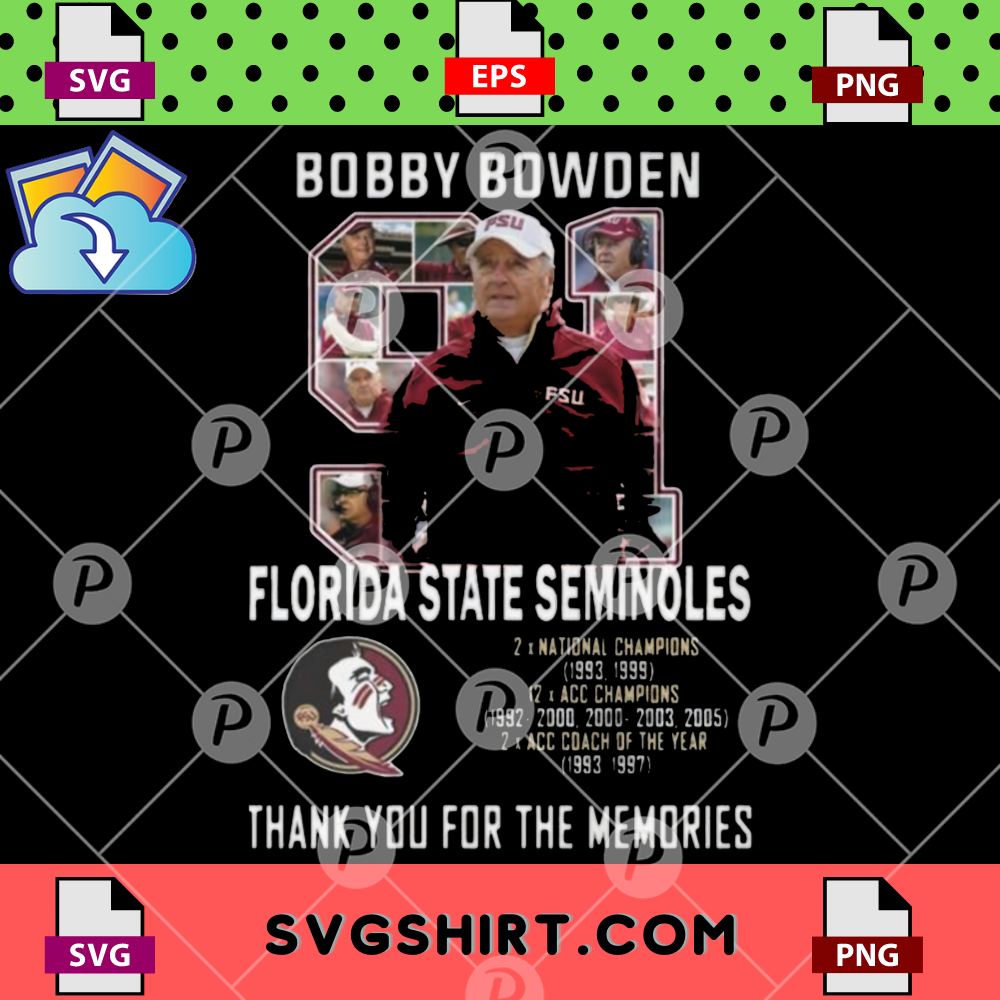 Bobby bowden Florida SVG PNG EPS DXF Digital Download