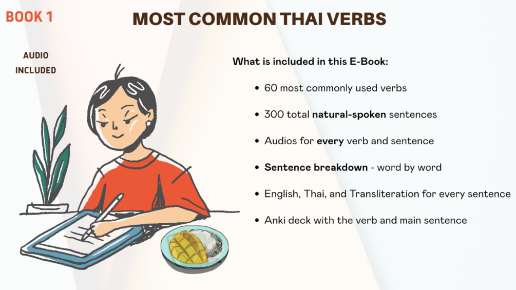 MOST COMMON THAI VERBS | 300 Sentences + Audio | Book 1 (1-60)