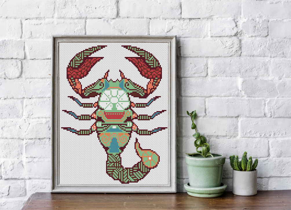 SCORPIO ZODIAC Cross Stitch Pattern PDF, Modern Embroidery Art, Wall ...