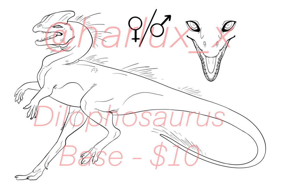 Dilophosaurus Lineart Base