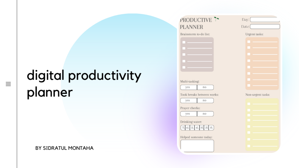 Digital productivity planner