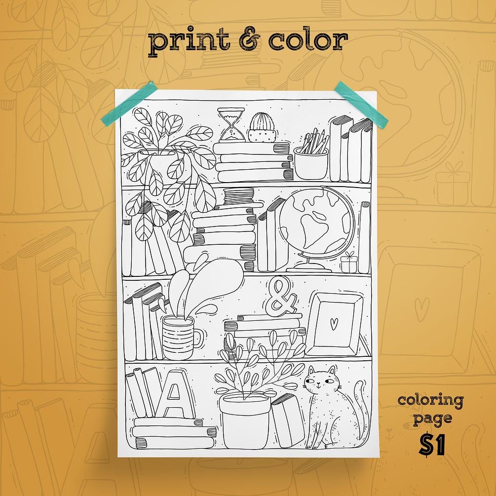 Bookshelf. Print&Color