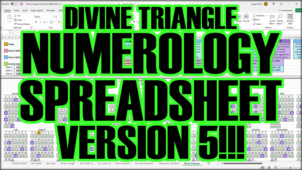 Divine Triangle Numerology Spreadsheet - Version 5