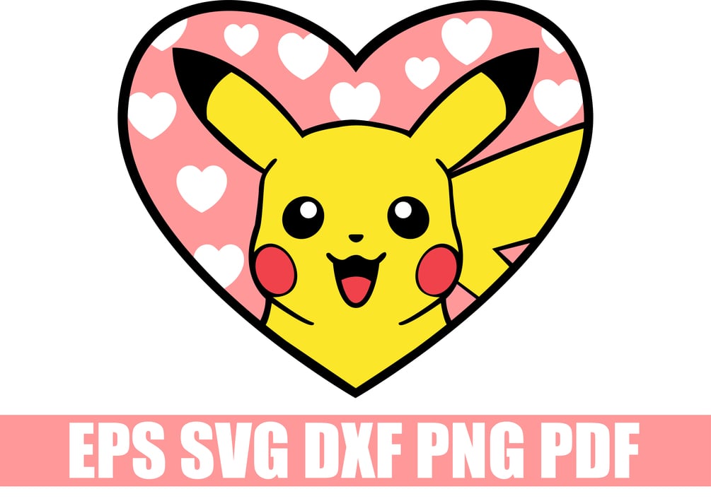 Pikachu Valentine Heart Svg, Pikachu Valentine SVG, Pikachu Heart SVG ...