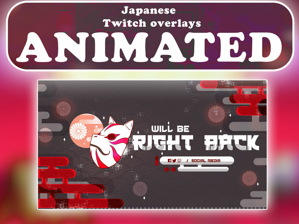 Animated Japanese twitch overlays / Full animated package