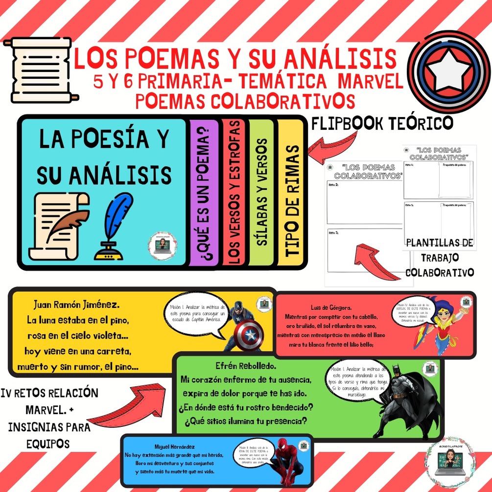 PACK "EL POEMA Y SU ANÁLISIS" PARA PRIMARIA Y ESO. GAMIFICACIÓN CON MARVEL