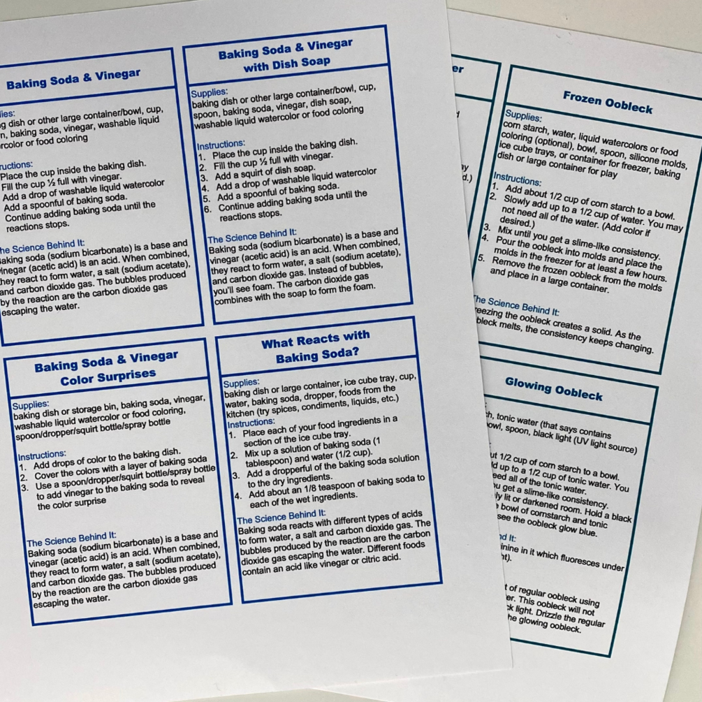 Science Experiment Instruction Cards for DIY Science Kit