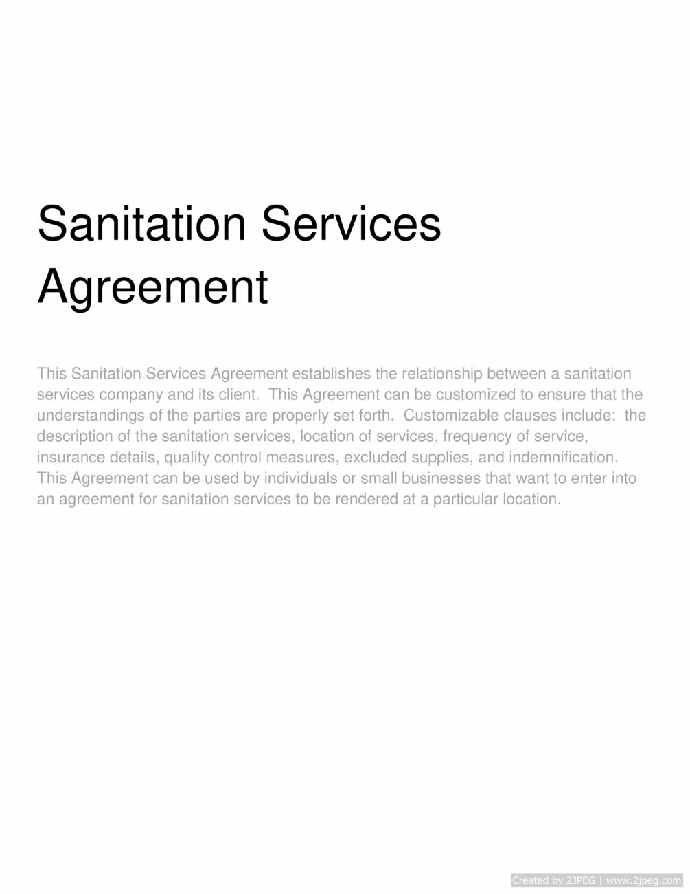 Sanitation Services Agreement