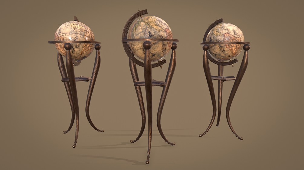 Game ready low poly 3D model of globe