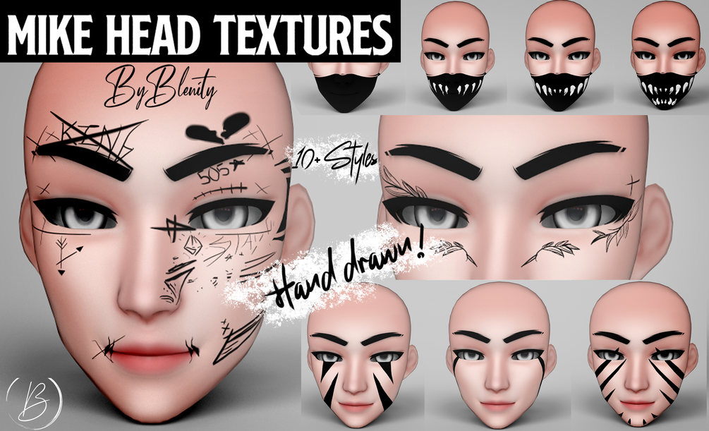 ZinPai Mike head Textures [20 + Variations!] (Transparent)