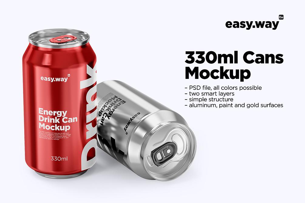 FREE Two Aluminum Cans PSD Mockup
