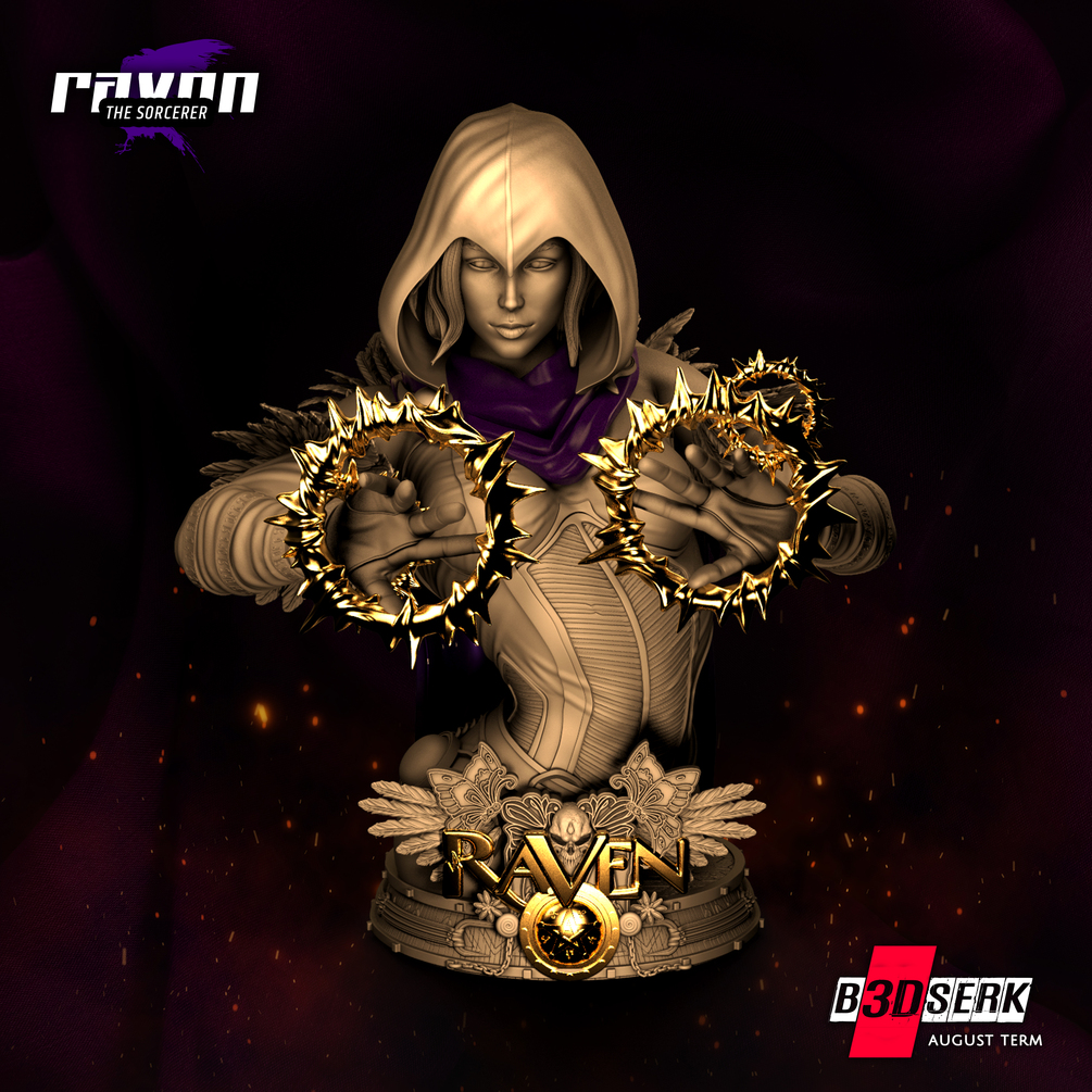 B3DSERK August Term: Raven Bust 1/4 ready for printing
