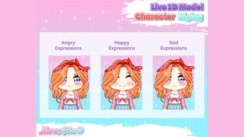 Vtuber Model and Rigging Chibi Girl with Orange Hair Ribbon Premade ...