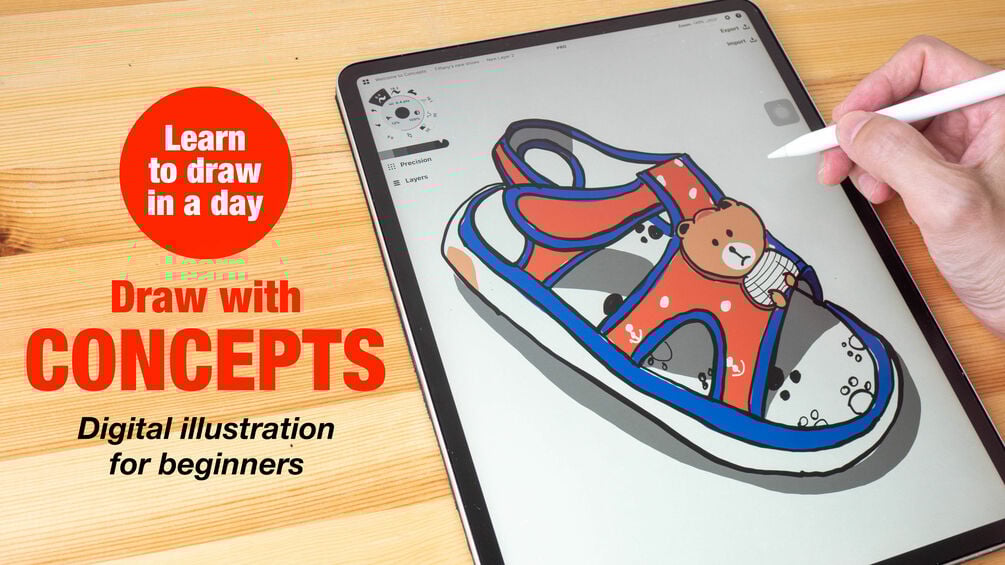 Draw with Concepts app on iPad: Basic Digital Illustration for Beginners
