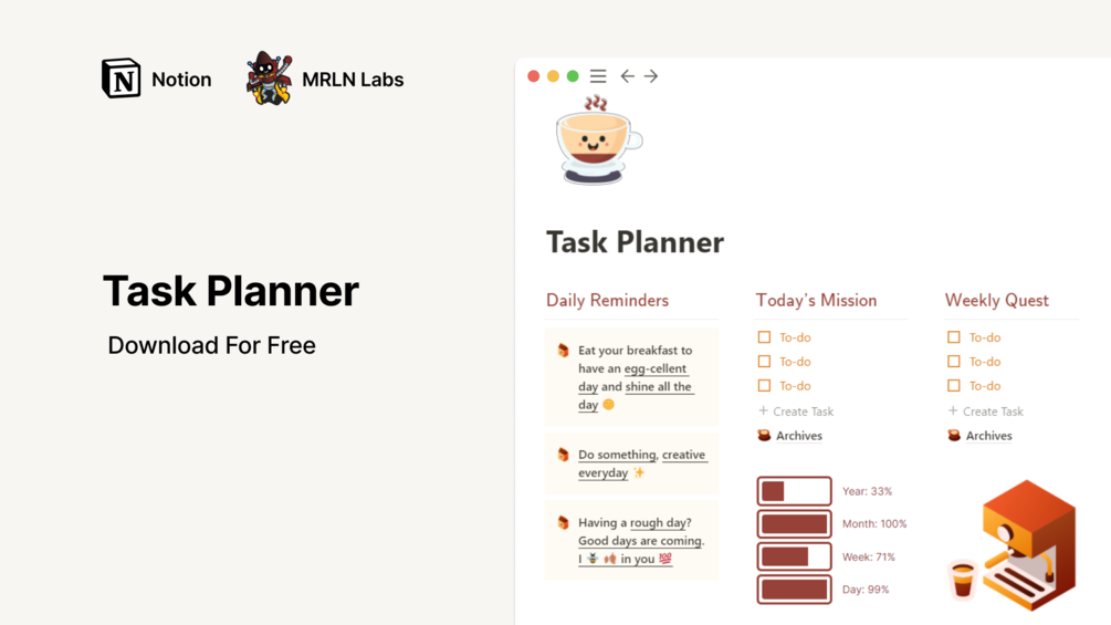 ⭐ Notion: All Star Gamified Task Planner Template