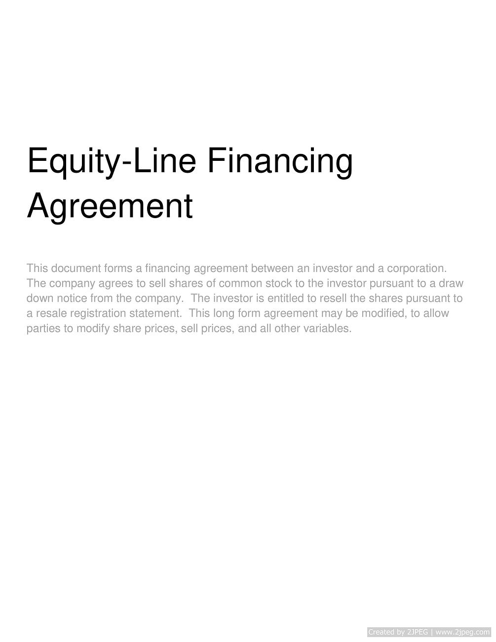 Equity-Line Financing Agreement