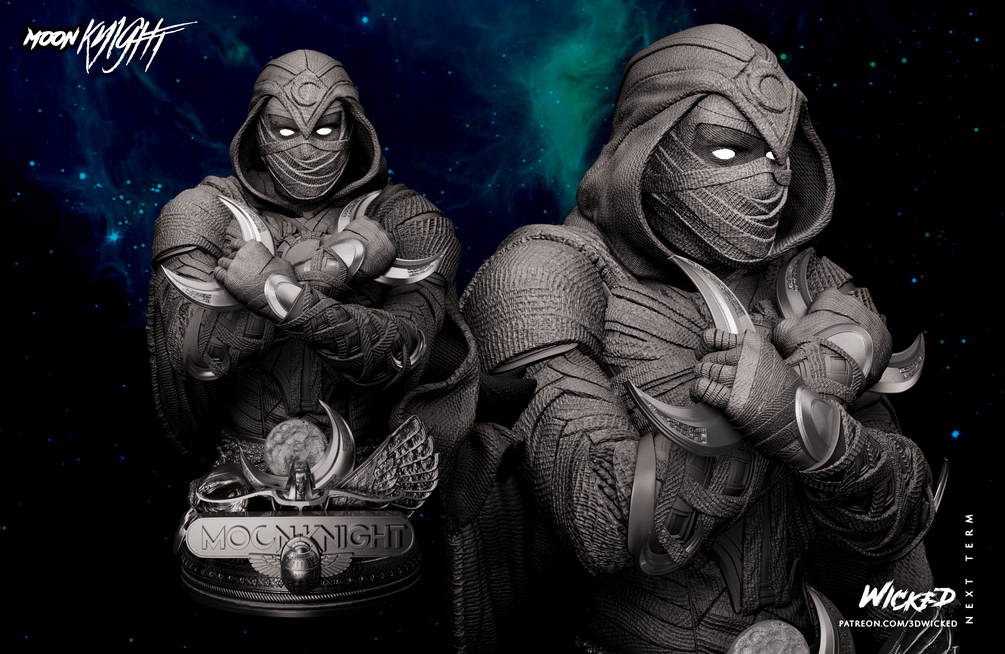 Wicked Marvel Moon Knight Bust: Tested and ready for 3d printing