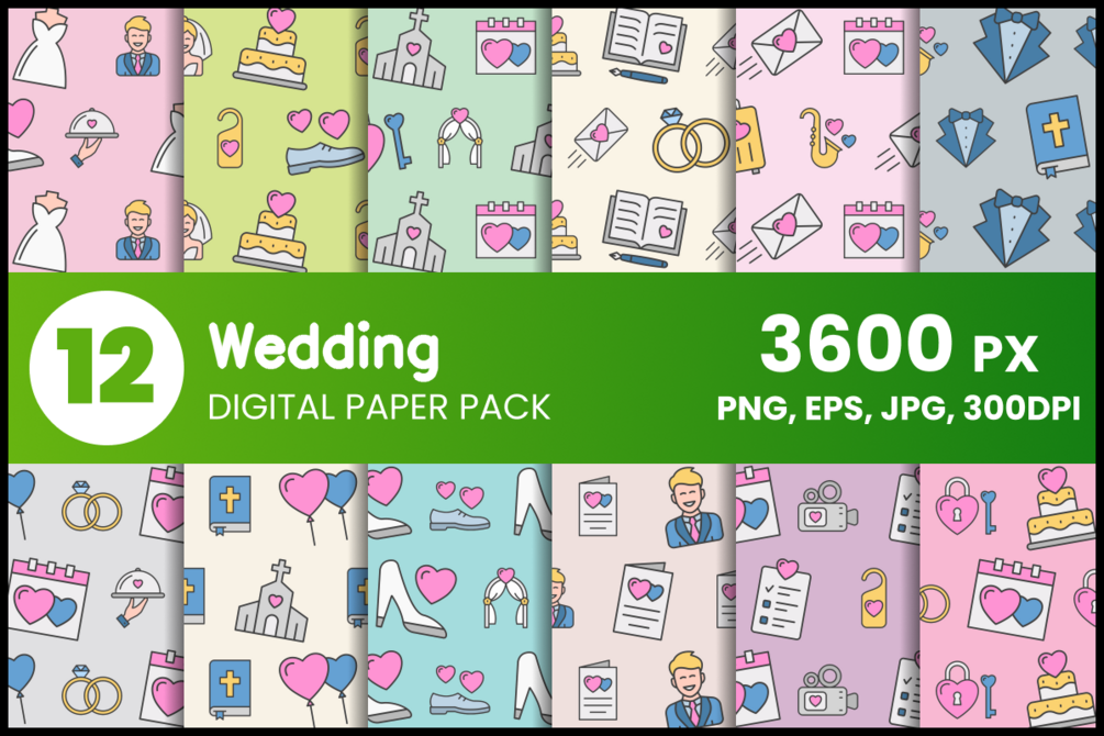 Wedding 12 Digital Paper Set