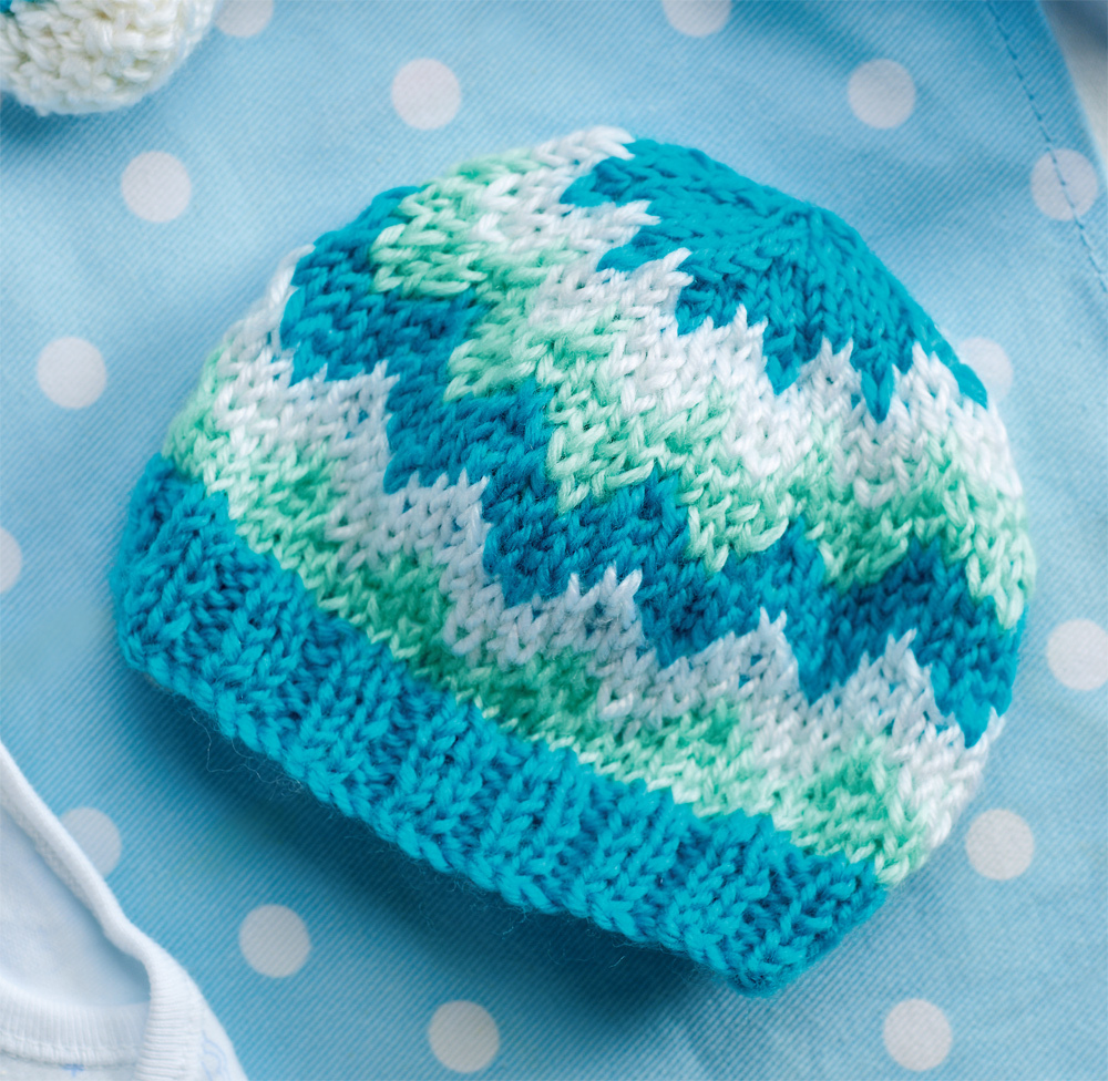 Childrens Chevron Hat Knitting Pattern PDF