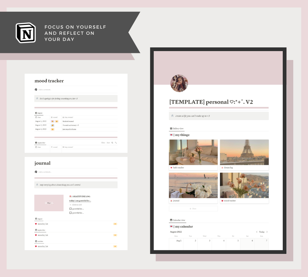 V2. pink minimal aesthetic notion template