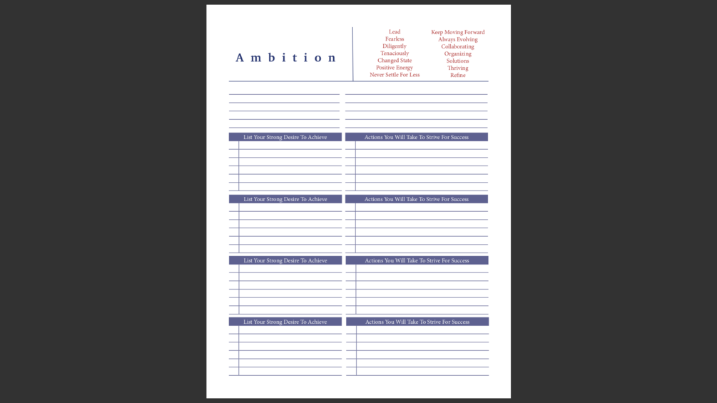 Ambition Planner Page