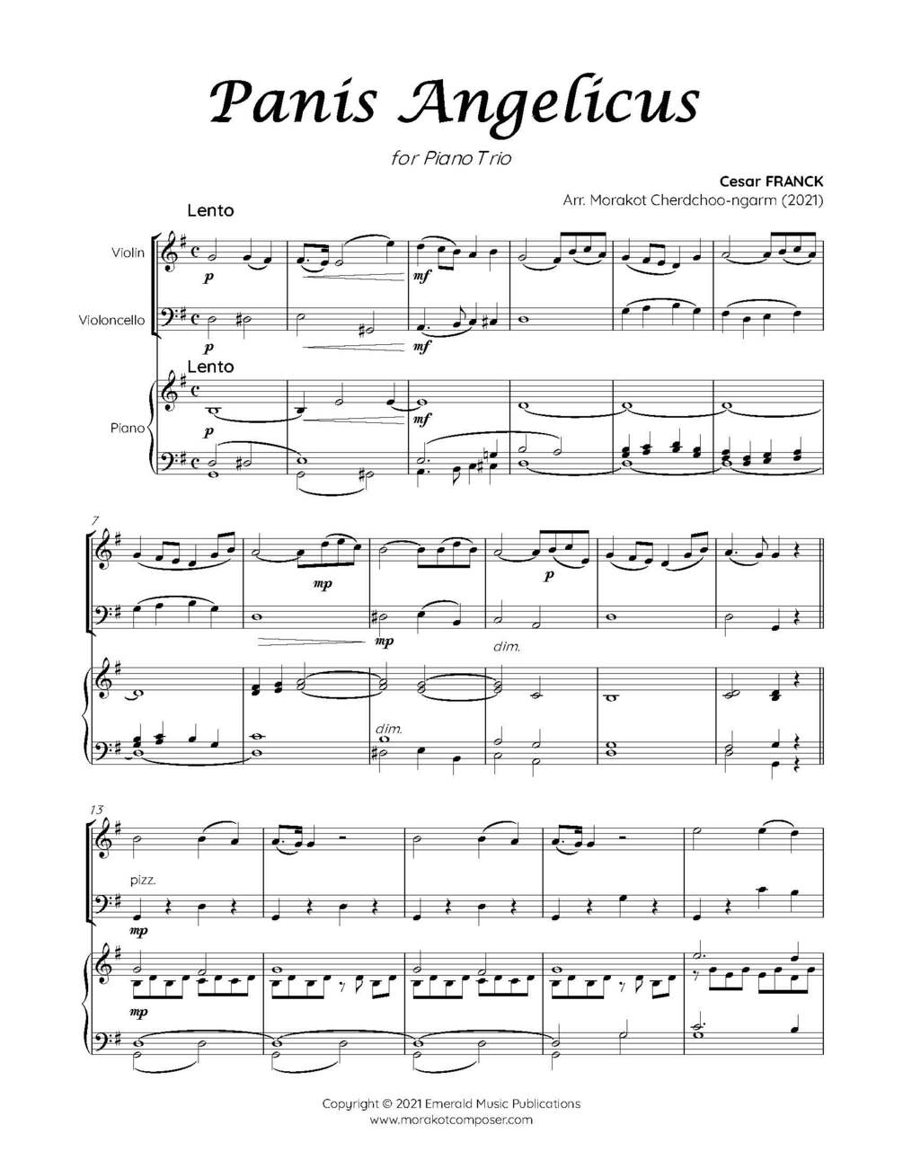 Panis Angelicus for Piano Trio (Score & Parts) [PDF]