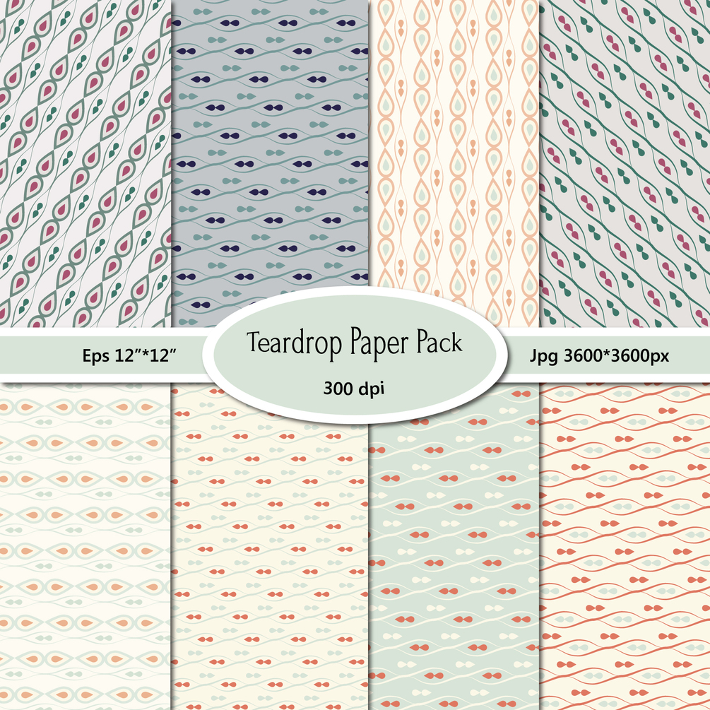Teardrop Digital paper pack