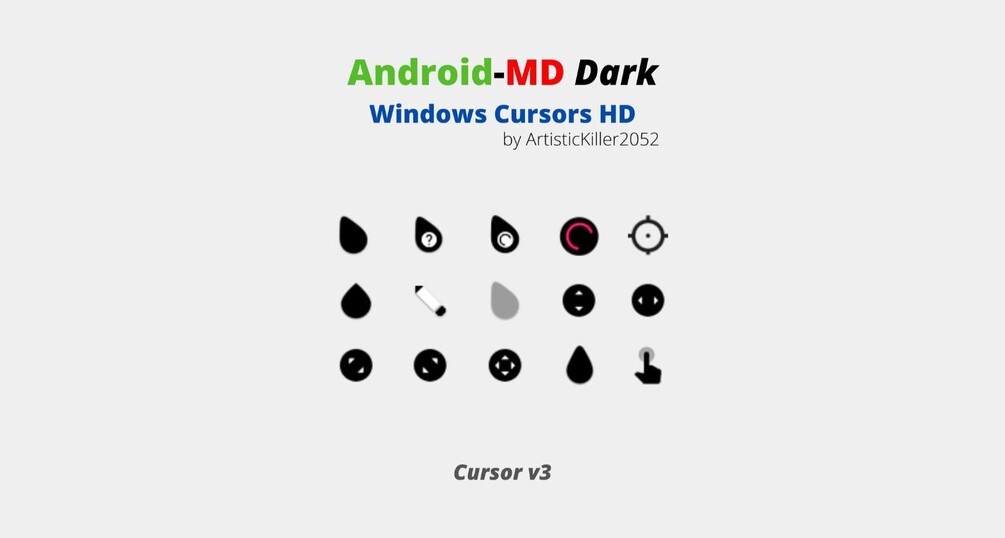 Android Material Design v3 Dark Cursor HD Windows 11/10/7