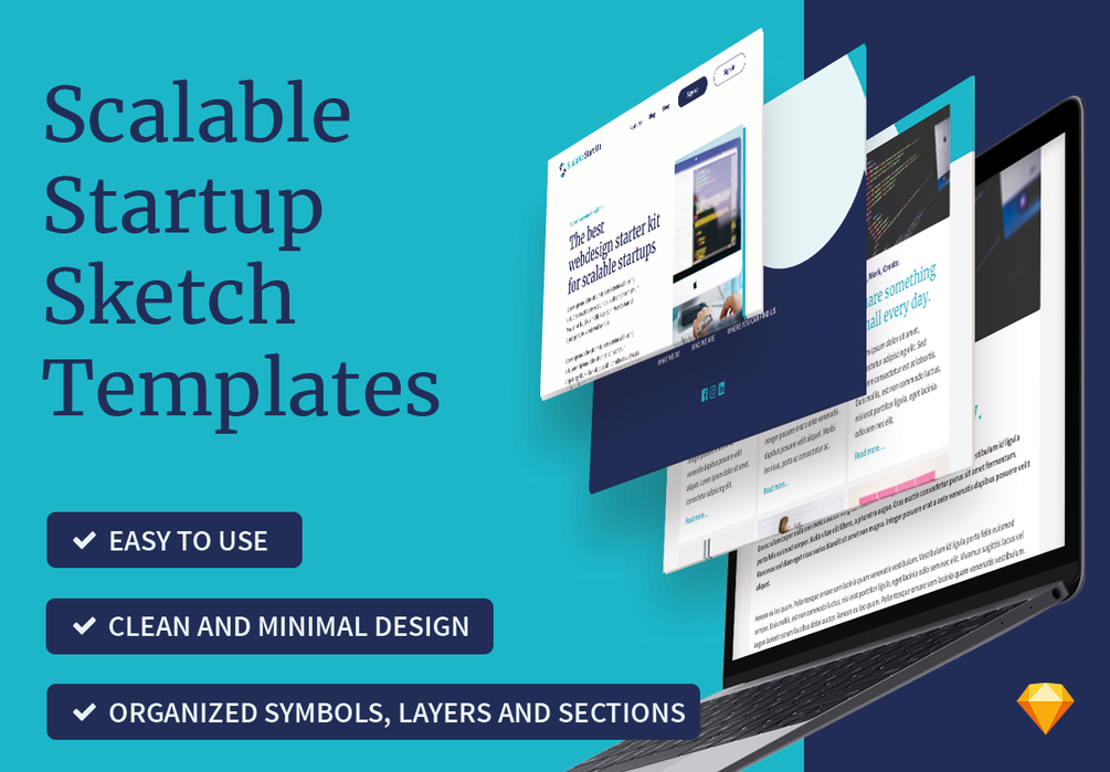 Scalable Startup Web Design Templates for Sketch
