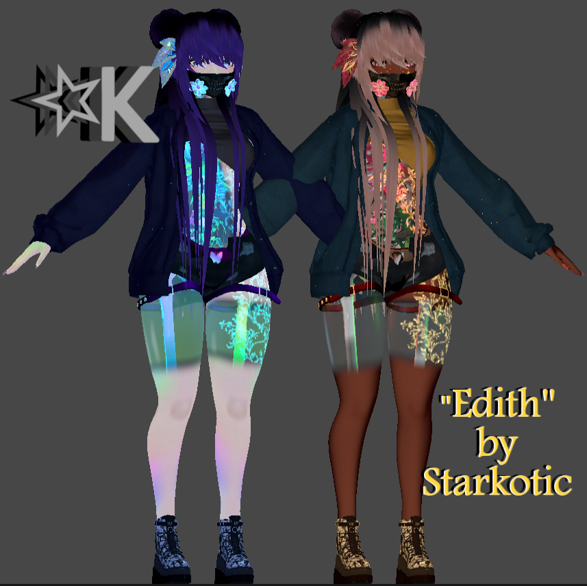 "Edith" Flower Skeleton Avatar Physbones Female (2 material versions ...