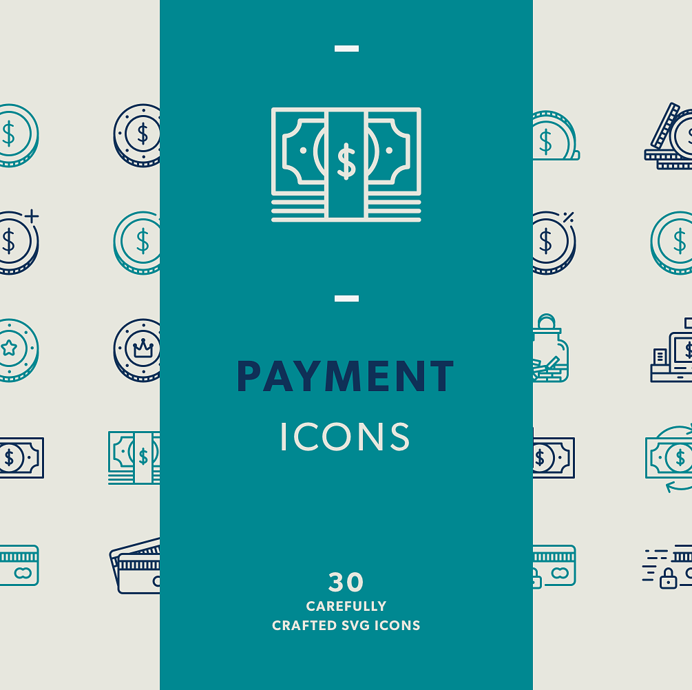 Payment cash and cashless icons