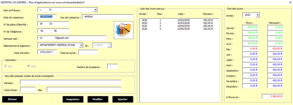 Appli Excel - Gestion Locative