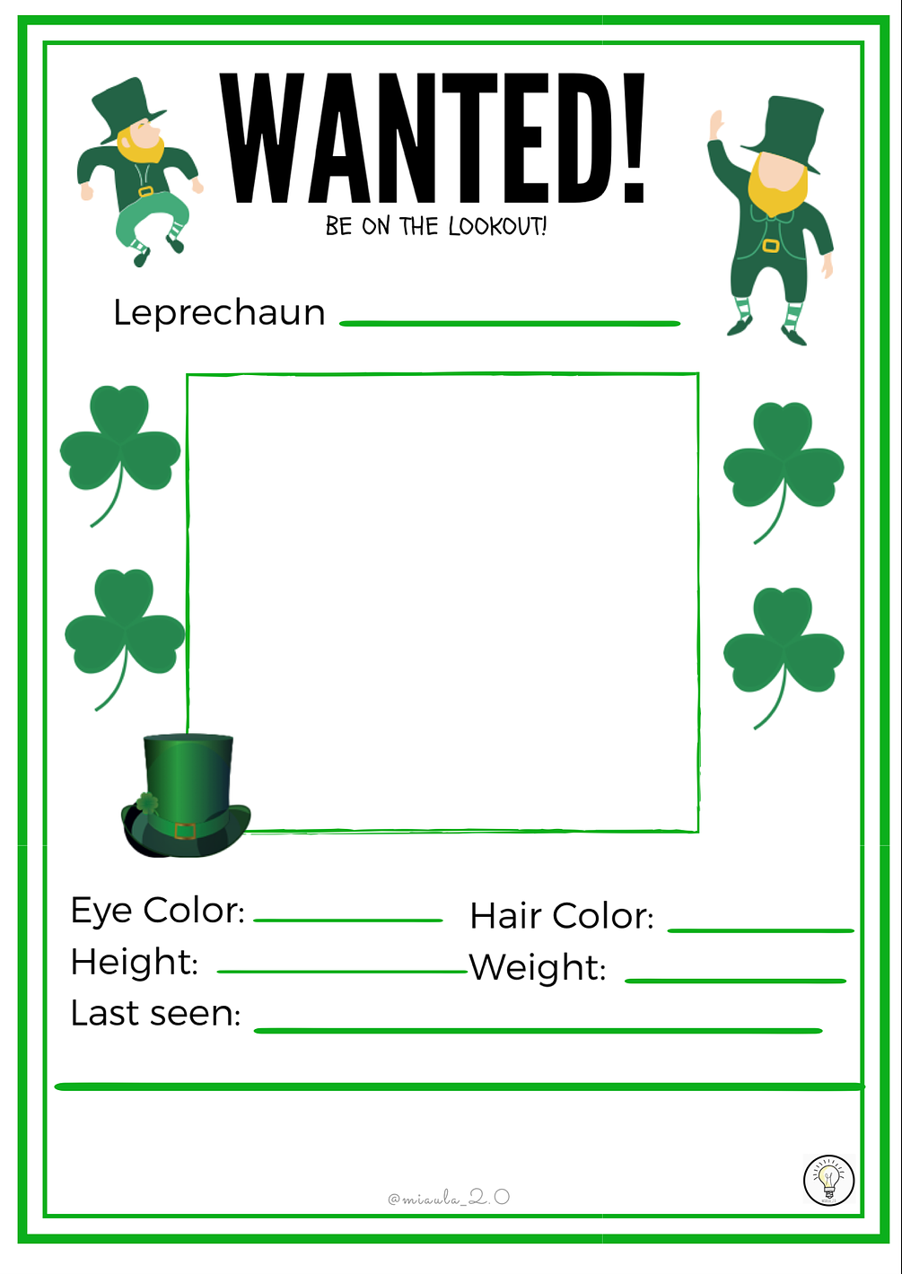 Saint Patrick. LEPRECHAUN Wanted!