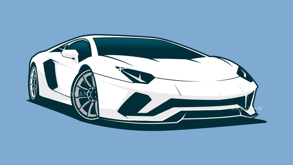 White Lamborghini Aventador vector design. Digital file
