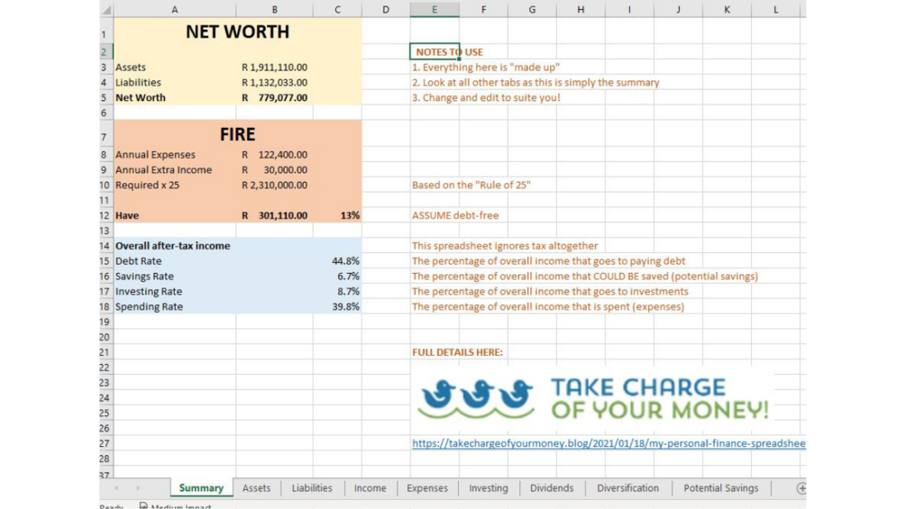 My personal finance spreadsheet