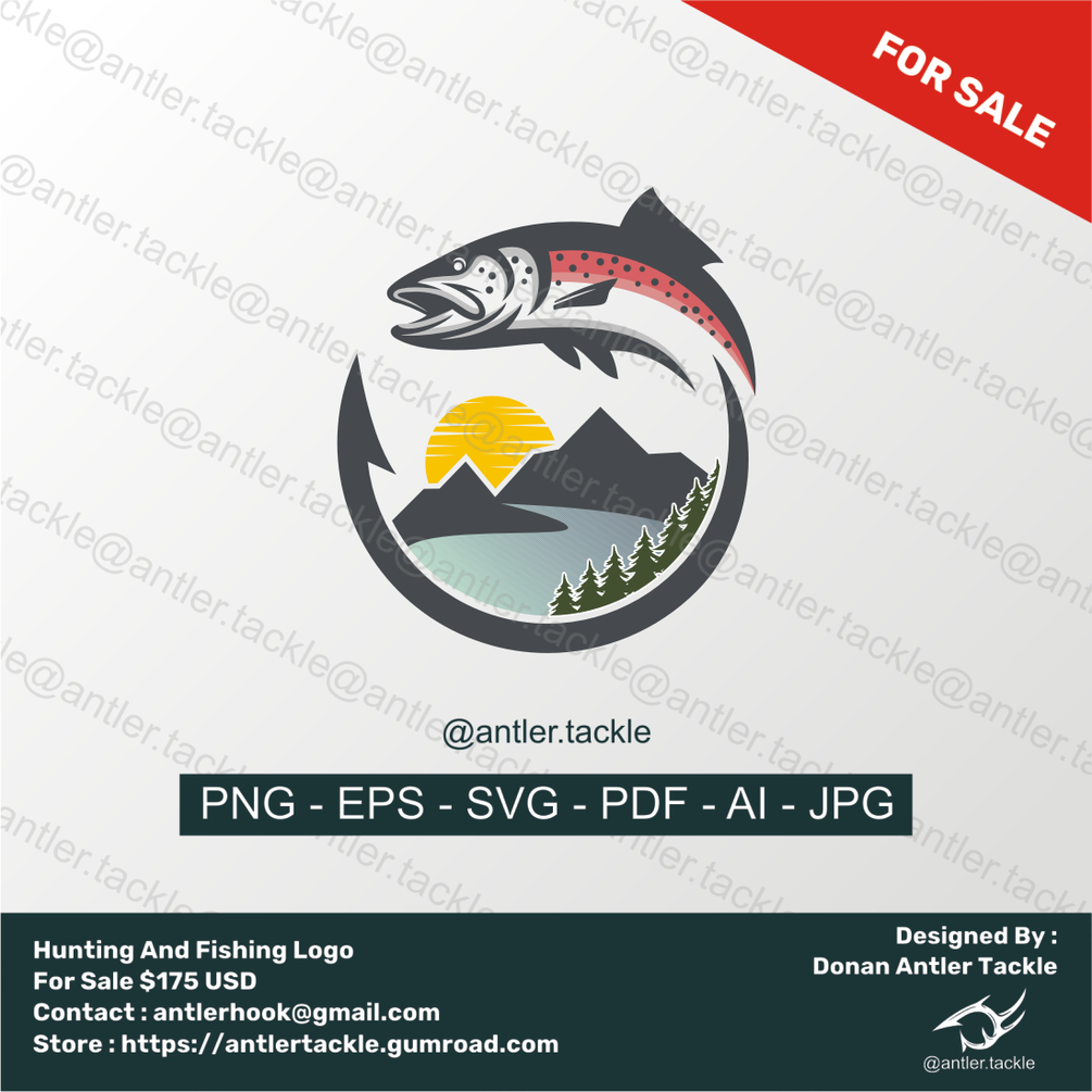 Trout Mountain River Hook Fishing Logo Designed By Donan Antler Tackle