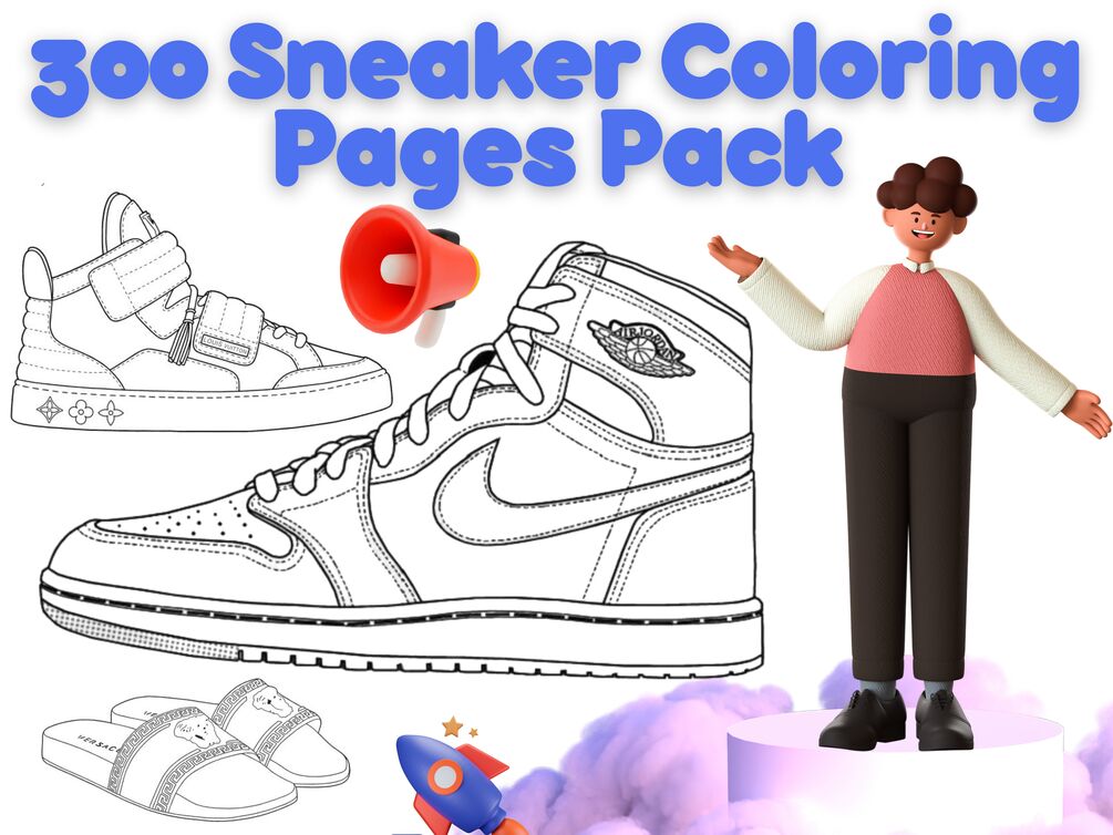 300 sneaker coloring pages pack / sneaker coloring book