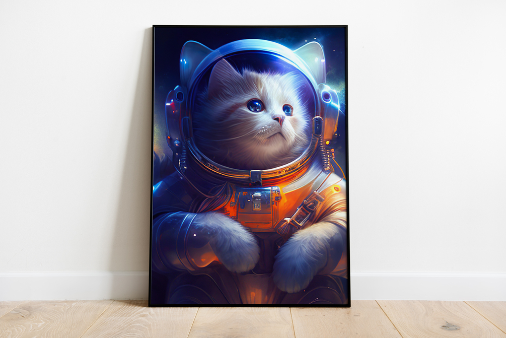 Digital Art Print - Fluffy Little Cat in Space [Instant Digital ...