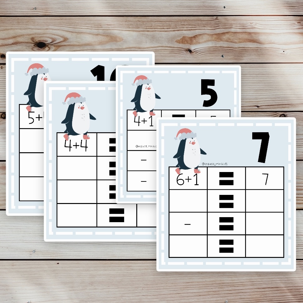 Tablero de sumas y restas invernales