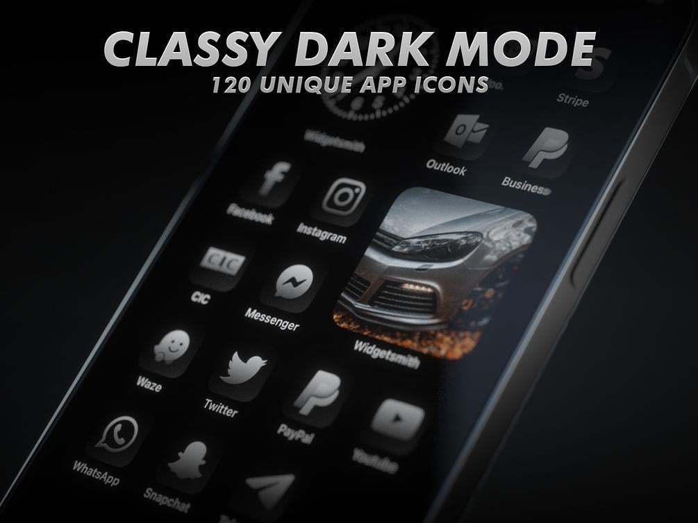 Dark Mode | 120 Unique Icons for iOS 14 | Apple iPhone
