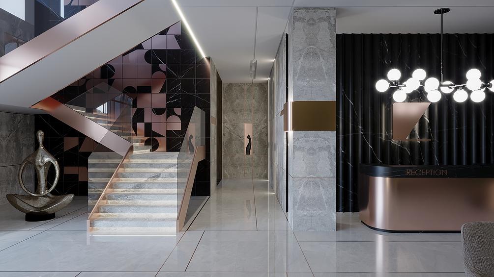 Modern lobby Boutique Hotel 3D model