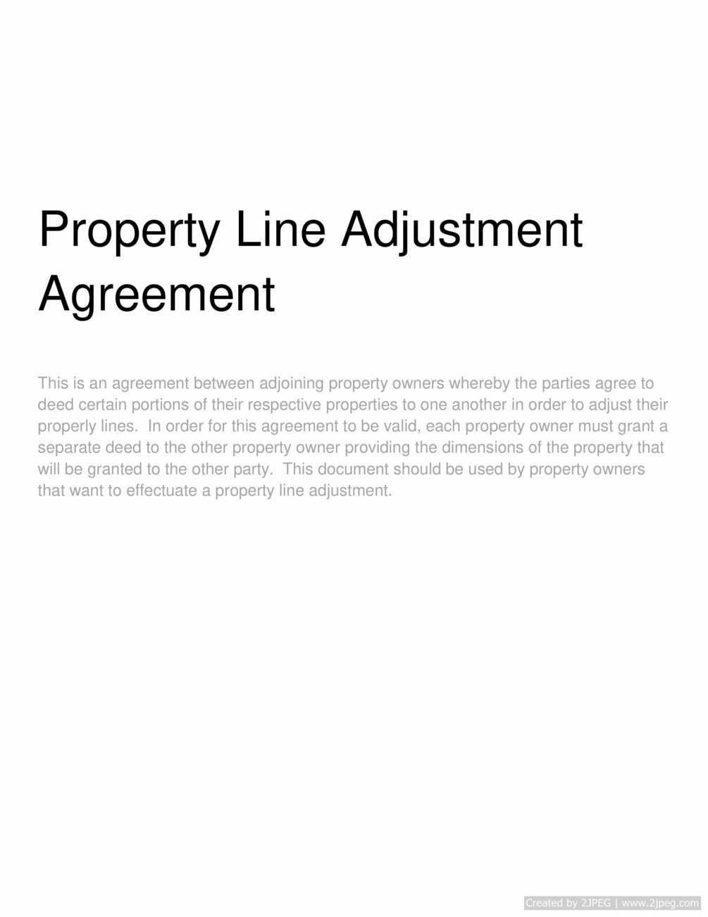 Property Line Adjustment Agreement