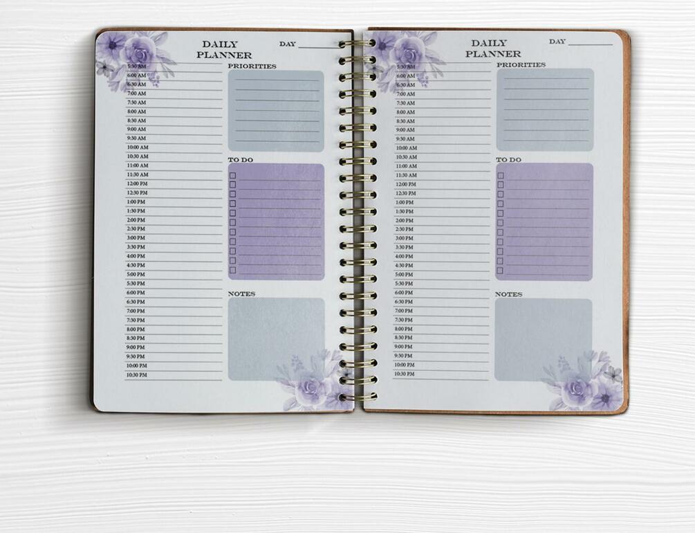Daily planner purple, Day planner purple, Work planner purple, Hourly ...