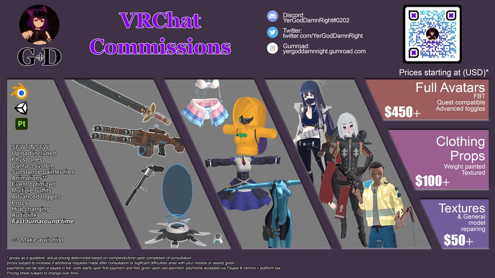 [VRChat/SDK3] Avatar commission sheet / Donations