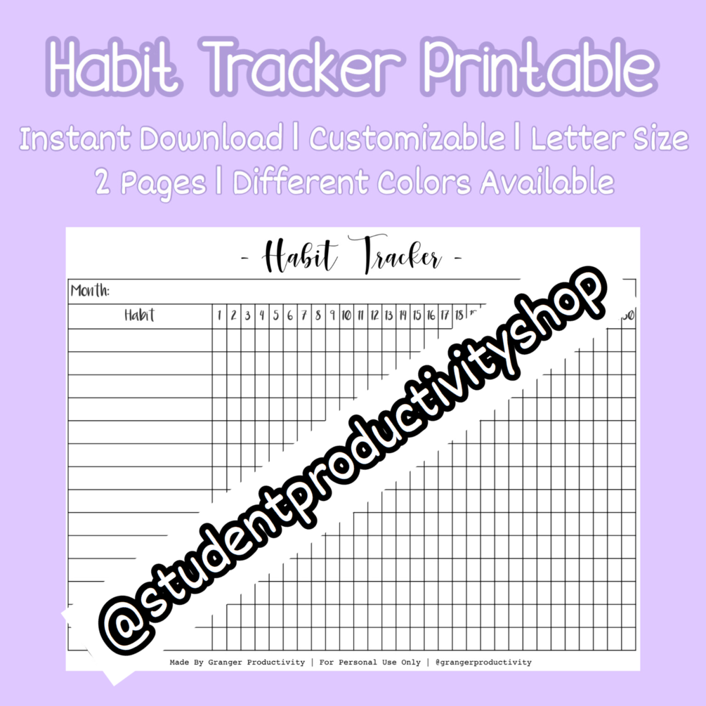 Habit Tracker Printable | Student Planner | Academic Planner | College ...