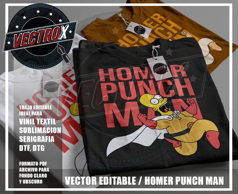 Vector Editable - Homer Punch Man