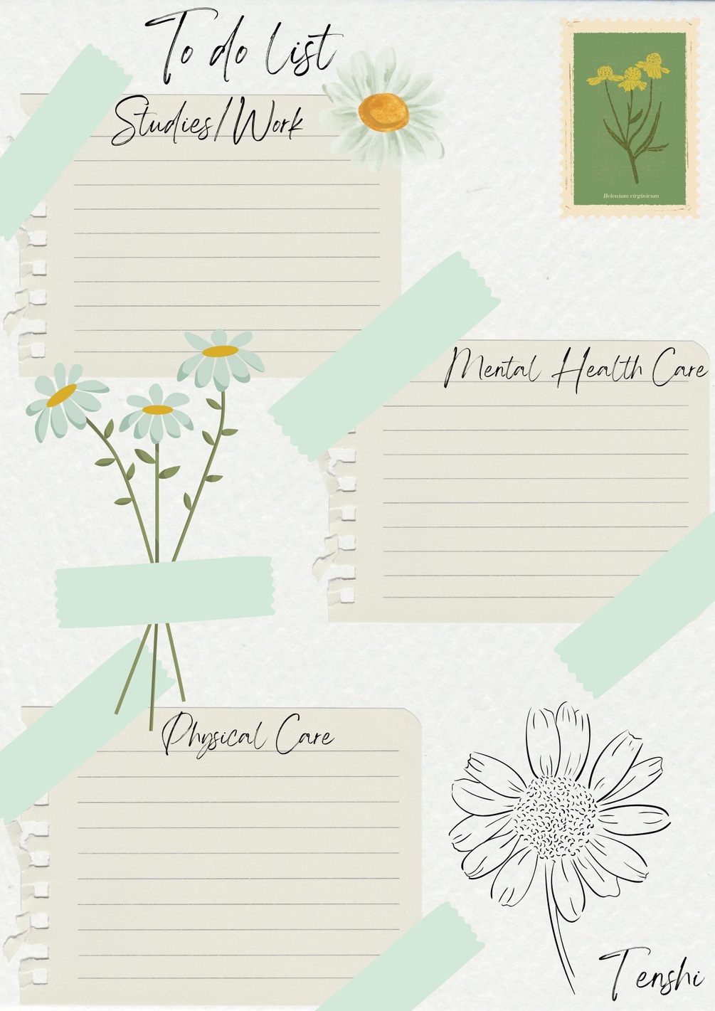 Printable Daisies themed to do list